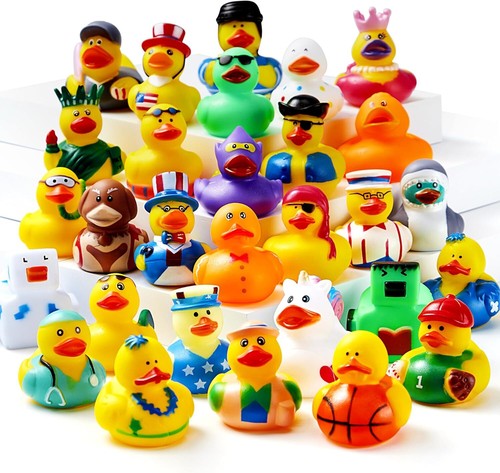 30-15 Pcs Random Assortment Ducks Bulk with Mesh Carry Bag, Kids Bath ...