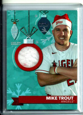 Mike Trout Angels 2020 Topps Holiday Relic Santa Hat 05/10 1:893 Odds ...