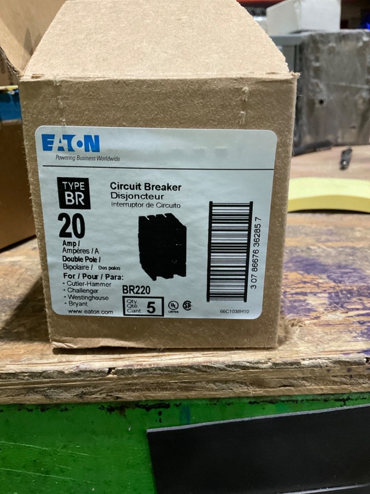 Eaton Cutler Hammer BR220 20 Amp 2 Pole 120 240V AC C220 - Black (BR220 ...