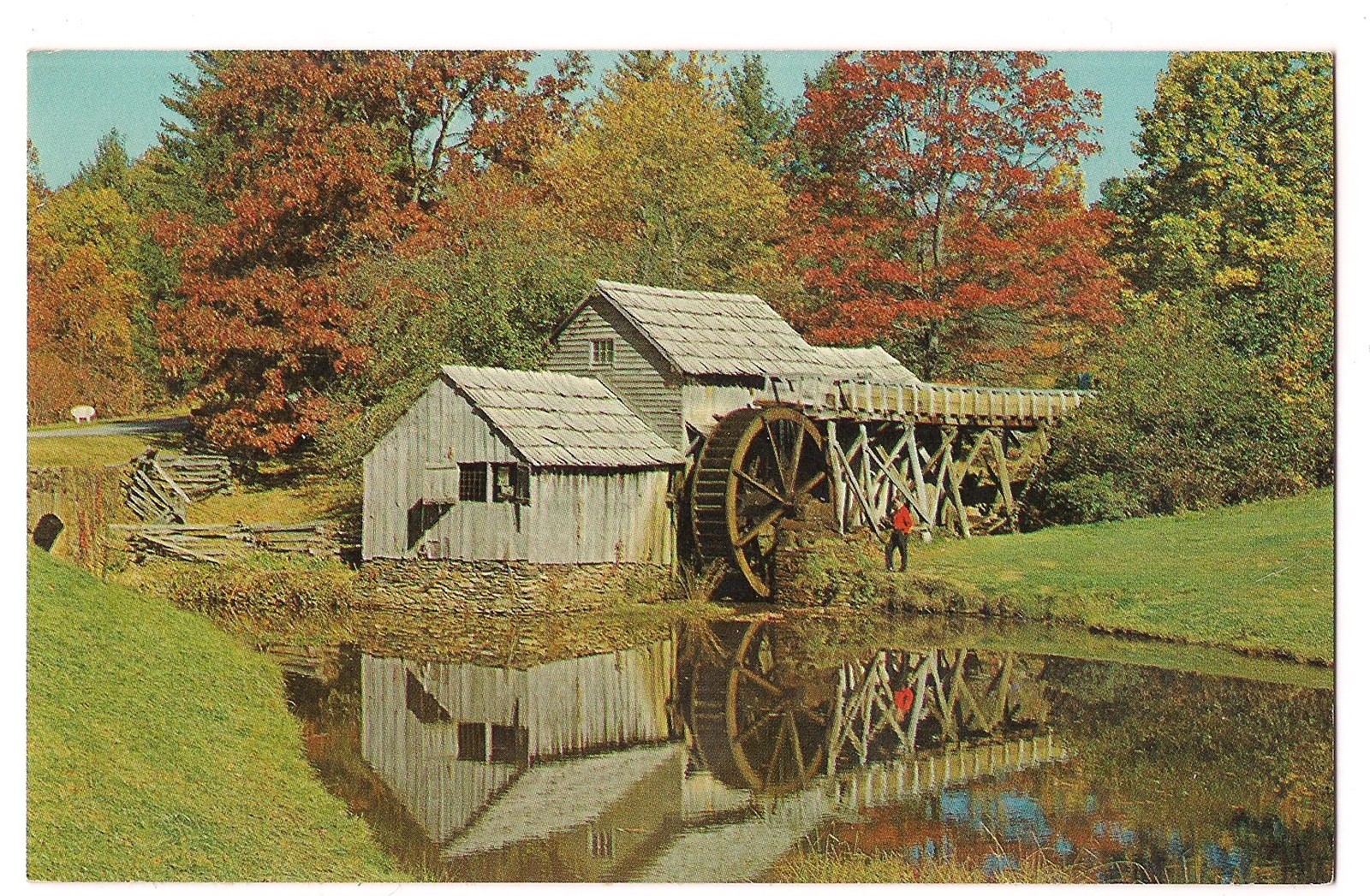 MABRY MILL Blue Ridge Parkway MAN in RED Autumn Fall Foliage Virginia ...