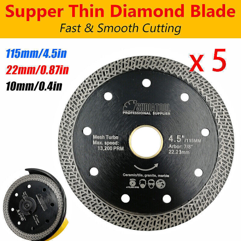 5pcs 4.5in / 115mm Diamond Grinder Saw Blade Ceramic Tile Granite ...