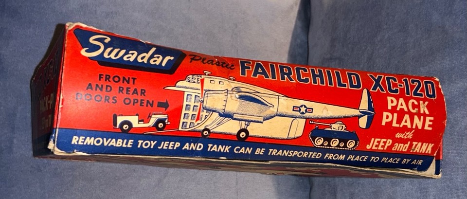 SWADAR FAIRCHILD XC-120 PACK PLANE WITH BOX AND CARGO EXTRAS C. 1960 | eBay