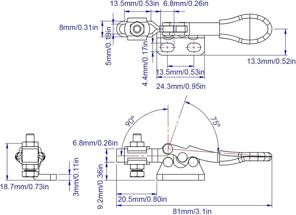 16 Pack Toggle Clamp, Small Toggle Clamps 60Lb Holding Capacity 201-L ...