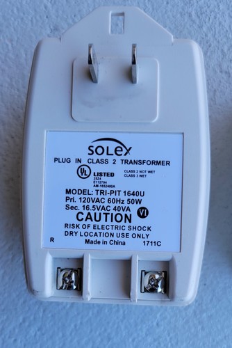 Solex Plug In Class 2 Transformer TRI-PIT 1640U, 16.5VAC New No Box, LOT OF 2 | eBay