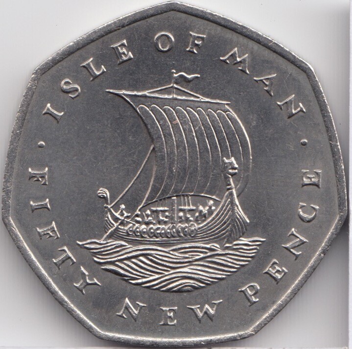 Isle Of Man IOM MANX Viking Longboat Longship 50p Fifty Pence Rare ...