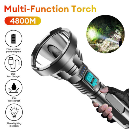 20000 Lumens Super Bright LED Flashlight Tactical Rechargeable LED Work ...