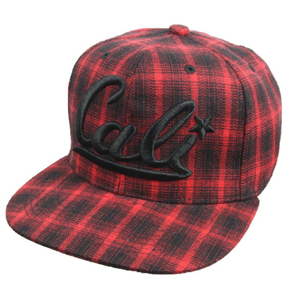 Baseball Cap CALI Sun Hat CA Check Snapback Flat Bill Hip Hop ...