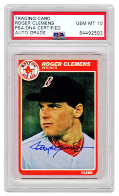 Roger Clemens Signed Boston Red Sox 1985 Fleer Rookie Baseball Card ...
