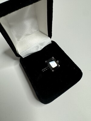 Black Sim Diamond Ring Sz 8.25 925 Silver | eBay