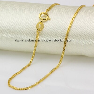 Au750 Real 18K Yellow Gold Necklace Women's Wheat Chain Link 18inch / 1 ...