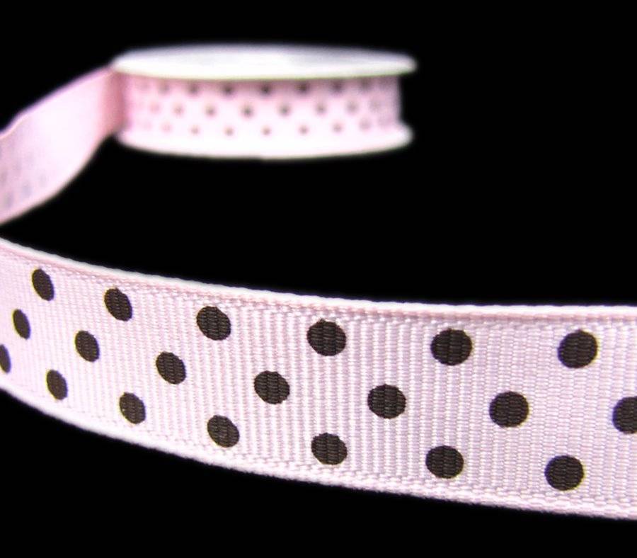 7 Yards Pink Dark Brown Black Polka Dot Grosgrain Ribbon 5/8"W | eBay