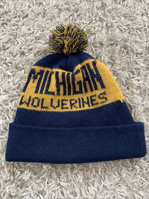 Vintage Michigan Wolverines Knit Beanie Pom Hat | eBay