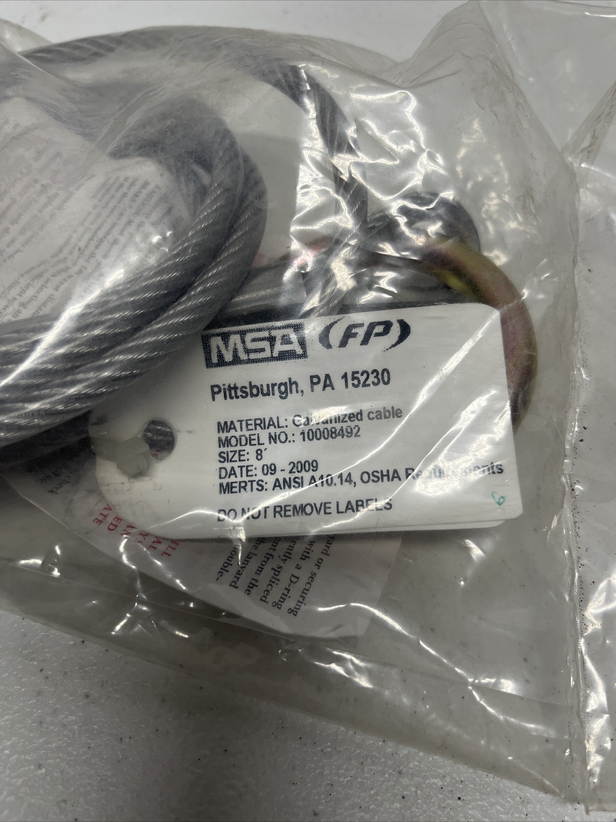 MSA Anchorage Connector Extension 8' Cable 10008492 for sale online | eBay