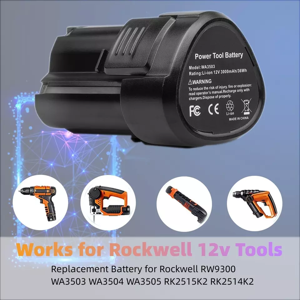 2PCS 12V 3000Mah Battery for Rockwells RW9300 WA3503 WA3504 WA3505- US ...
