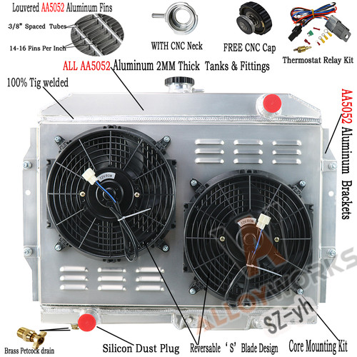 3-Rows Radiator Shroud Fan Fit 1958-74 72 AMC JAVELIN MATADOR AMX ...