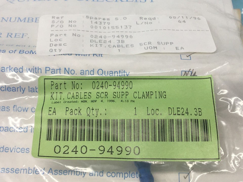 AMAT 0240-94990 KIT, CABLES SCR SUPP CLAMPING, 0150-92408, 0150-92802 ...