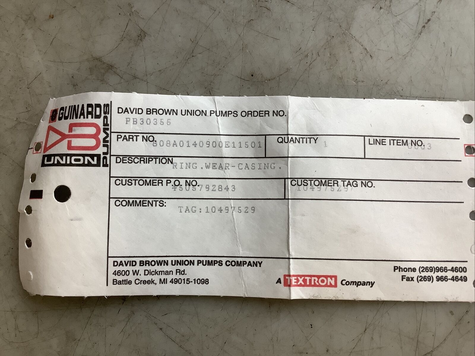 DAVID BROWN UNION PUMPS 808A0140900E11501 CASING WEAR RING 678 | eBay