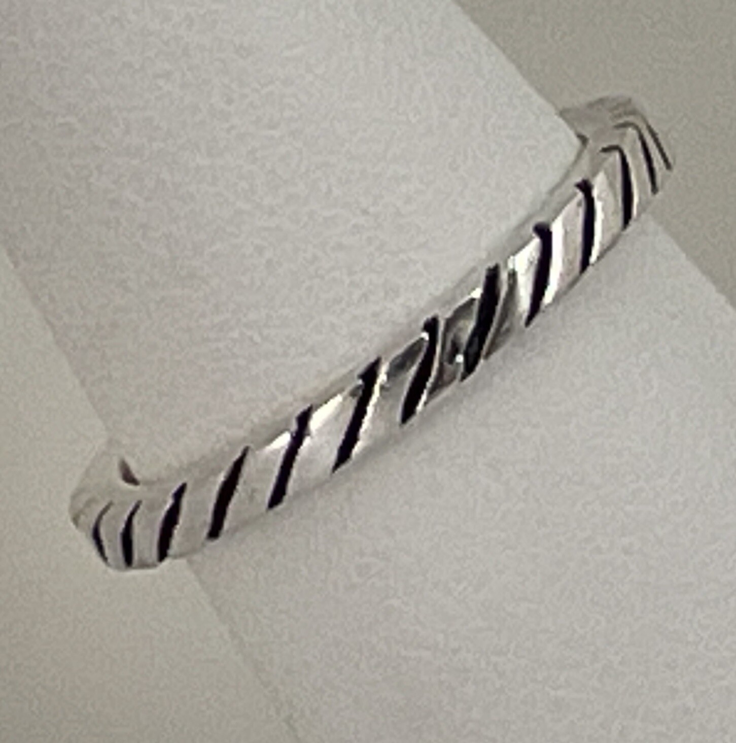 TMA 925 Sterling Silver Slanted Design Stackable Ring… - Gem