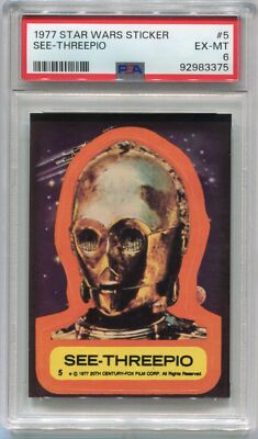 1977 Star Wars Sticker SEE-THREEPIO C3P0 #5 Trading Card PSA 6 EX-MT | eBay