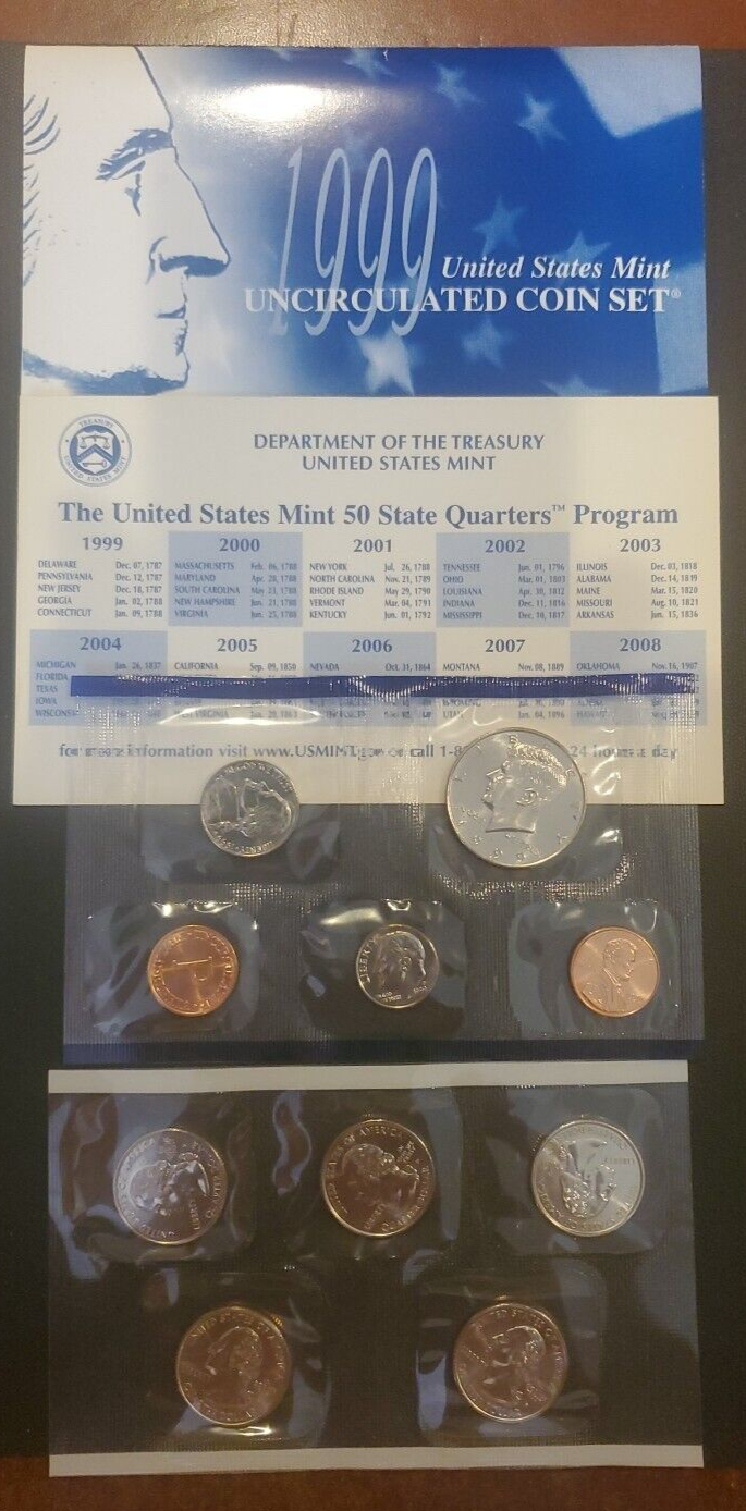 1999 Uncirculated Coin Set U.S Mint Philadelphia and Denver | eBay