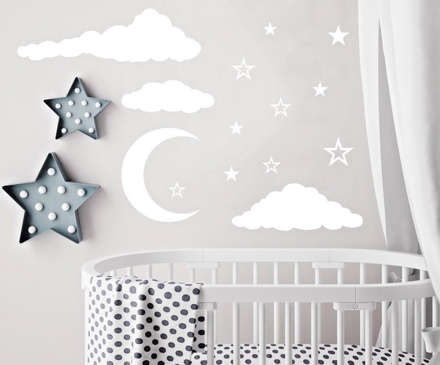 wall stickers custom colour cloud moon stbig baby vinyl decal decor ...