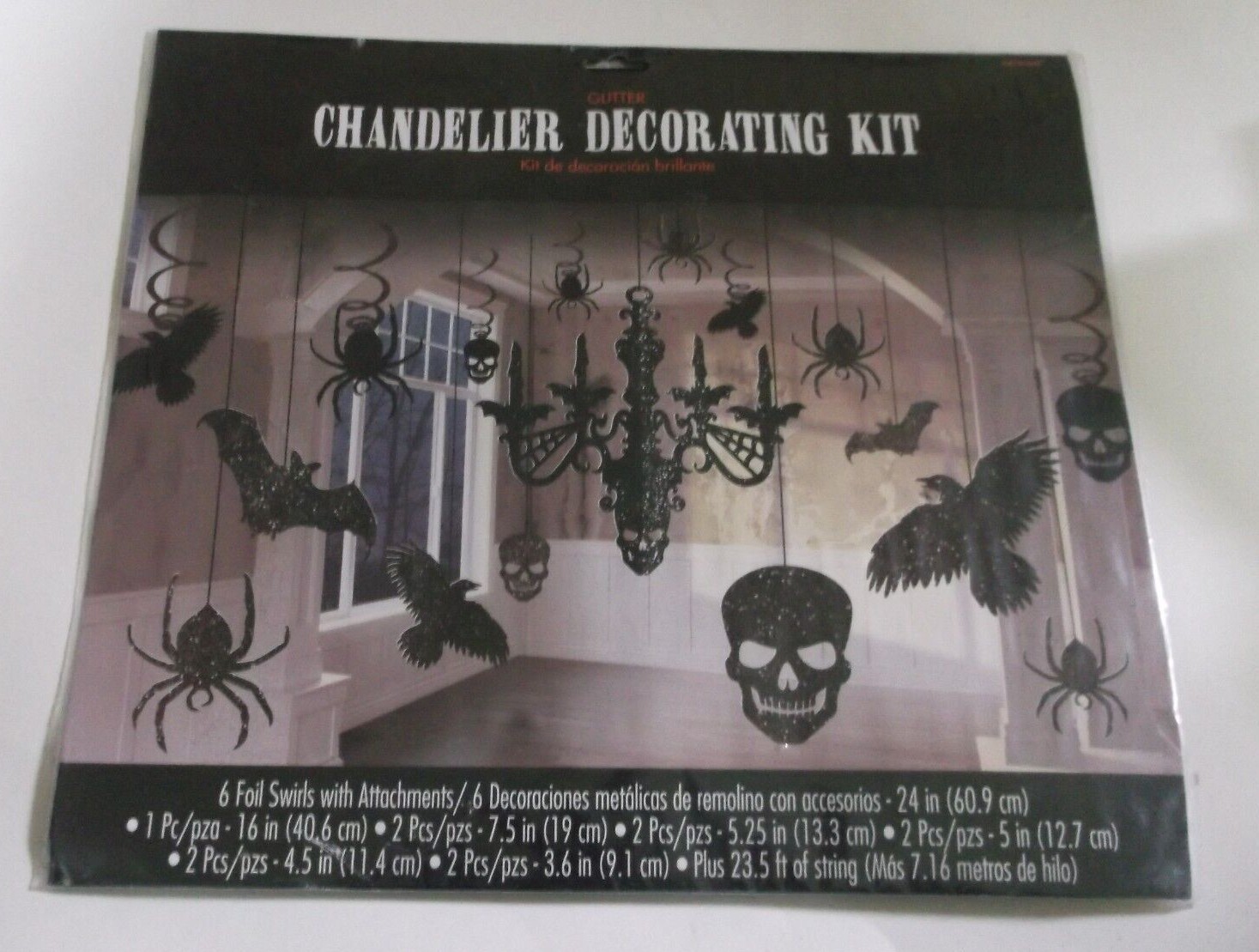 Amscan Halloween Decoration Glitter Chandelier Kit Skulls Spiders Bats ...