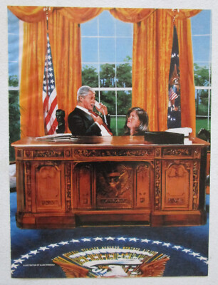 1999 Magazine Art Page Clipping ~ Bill Clinton & Monica Lewinsky White ...