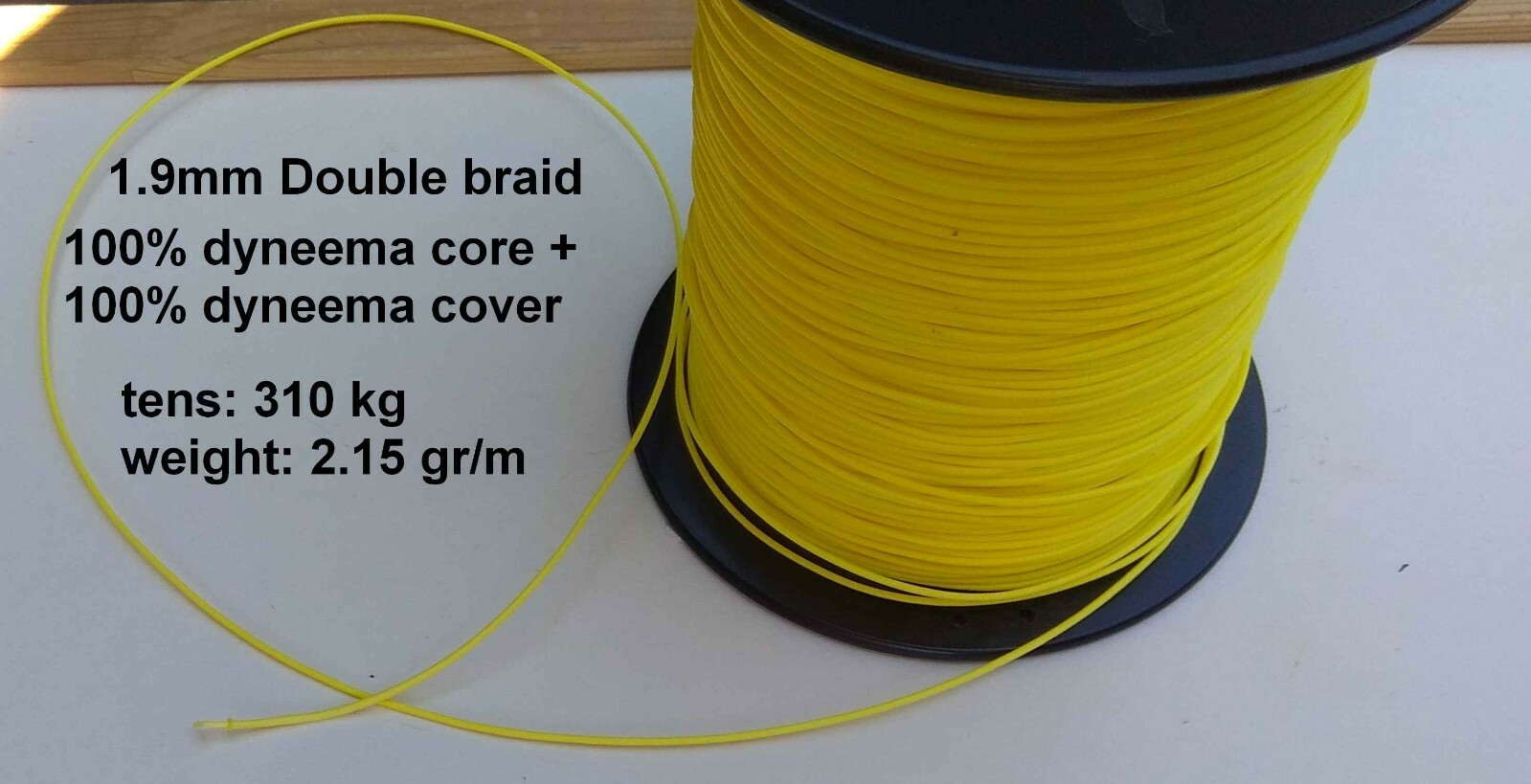 2mm x 10m yellow Double braid rope dyneema core +cover marine ...
