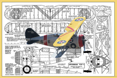 Model Airplane Plans (UC): Grumman F2F-1 1/12 Scale 28" for .19-29 ...