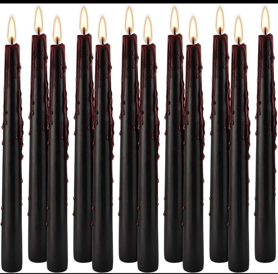 Vampire Tears Black Taper Candles - Set of 12 Bleeding Taper Candles ...