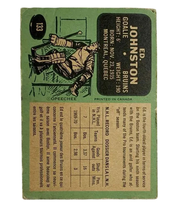 #133 Ed Johnston 1970-71 O-Pee-Chee Hockey Card | eBay