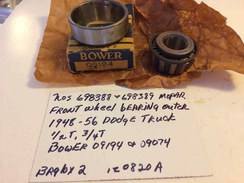 NOS Timken 09074 / Bower 09194 outer front wheel bearing 1936-56 Dodge ...