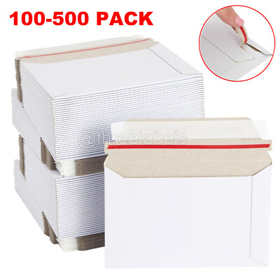 25 - 500 Pack 6.5x4.5 Rigid Mailers Self Sealing Flap, Bulk Cardboard ...