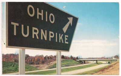 ASHTABULA OH Postcard TURNPIKE SIGN in OHIO, to FORT MADISON IOWA/IA c ...