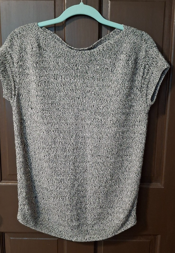 Talbots Black White Knit Linen Cap Sleeves Scoop Neck Pullover Top ...