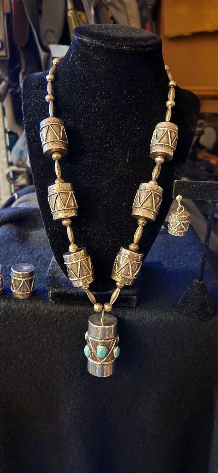 VINTAGE CEREMONY DRUM HOPI TURQUOISE STERLING SILVER … - Gem