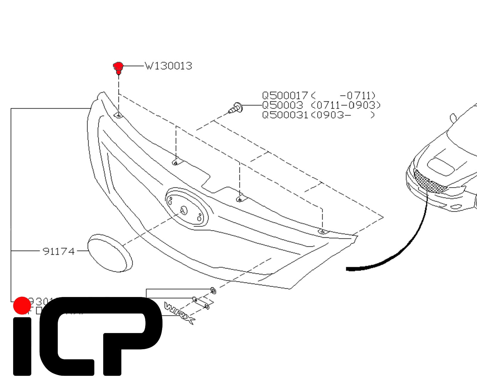 4x Front Grill Grille Clips Fits: Subaru Impreza 07-14 WRX STi Spec C ...