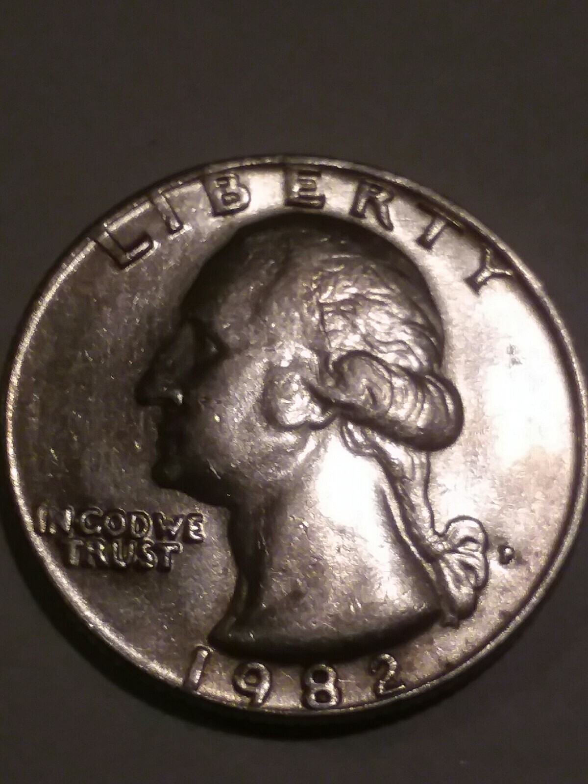 1982-P Washington Quarter(Circulated)Misaligned die.Filled mint mark ...