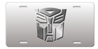 Transformers Autobot White Gray Vanity Aluminum License Plate Tag 6" X ...