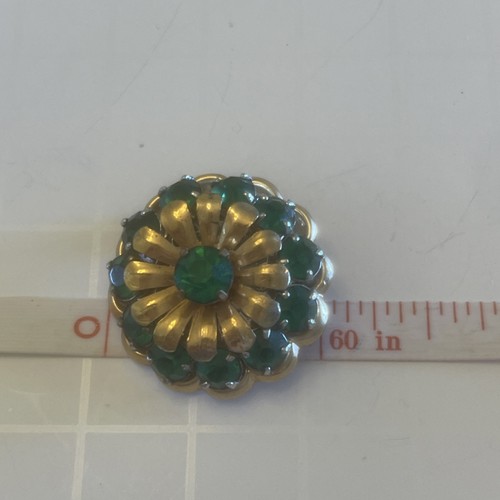 Vintage Barclay Green Rhinestone Gold Tone Art Deco Pin 1” Signed | eBay