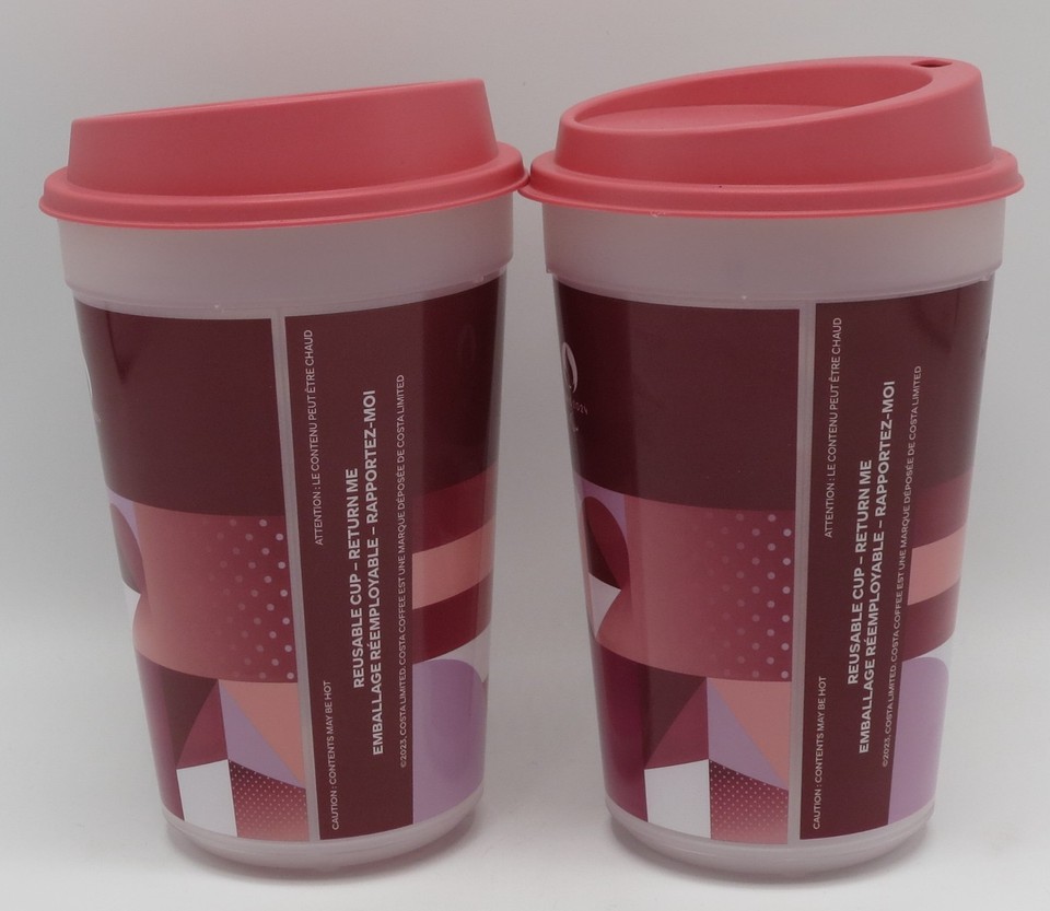 2 COSTA coffee plastic cups with lids PARIS 2024 Olympic Games | eBay UK