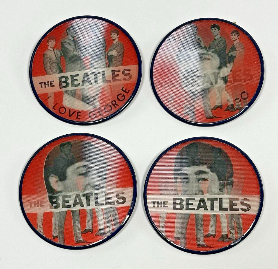 Original The Beatles Set of Four Vari-Vue Flasher Pin Back Buttons | eBay