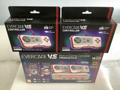 NEW SEALED EVERCADE VS CONSOLE PREMIUM PACK+ARCADE CARTS 1 & 2 + 4 x ...