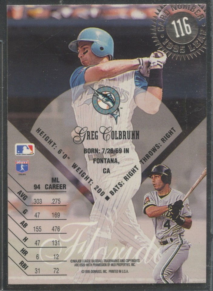 1995 Leaf #116 Greg Colbrunn Florida Marlins | eBay