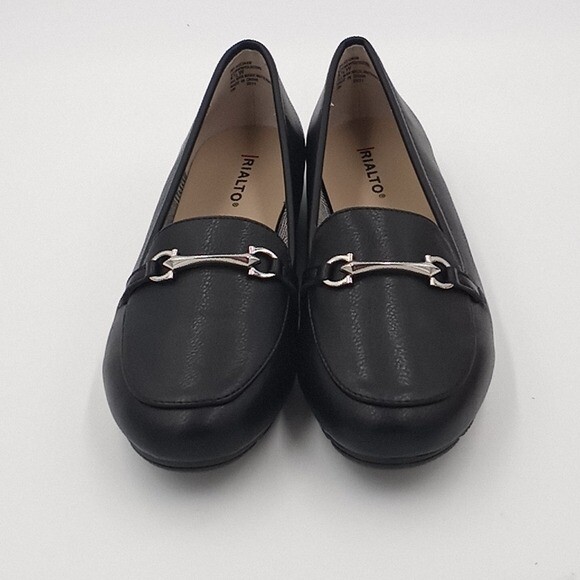 Rialto Loafers Shoes Womens 8.5W Guiding Slip-on Flats Black Wide Width ...