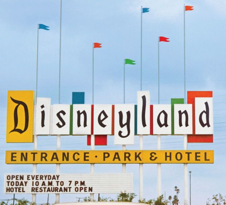 Disneyland Entrance Park & Hotel Marquee Sign 1955 Retro Poster Print ...