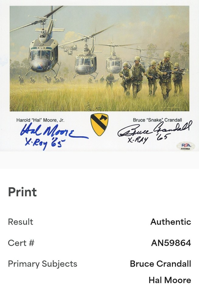 Hal Moore Bruce Crandall CMoH We Were Soldiers Vietnam autograph Rare ...