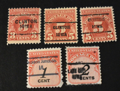 5 - 1930-31 US Stamps - Scott #J82/J73/J89/J90 P. Due - Precancels ...