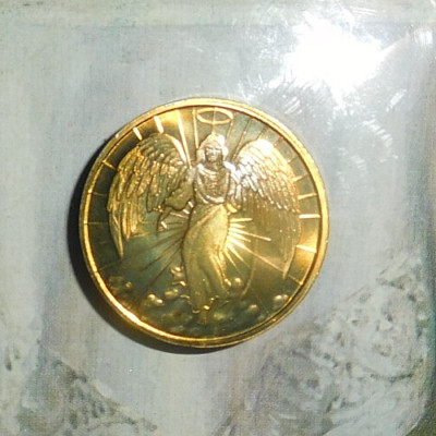 1" Guardian Angel Pocket Piece Gold Tone Good Luck Medal Protector ...