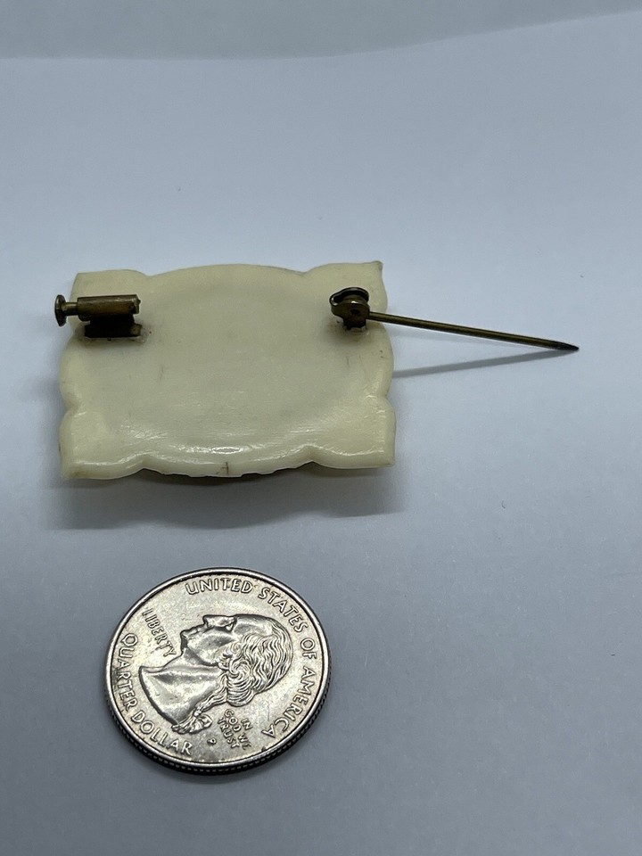 Art Deco Molded Celluloid Love Birds in Frame Pink Foil Background ...